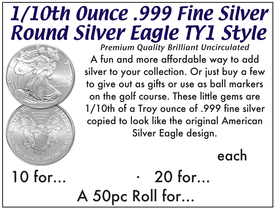 $Silver Eagle Design 1/10oz Silver Rounds | SKYLINE