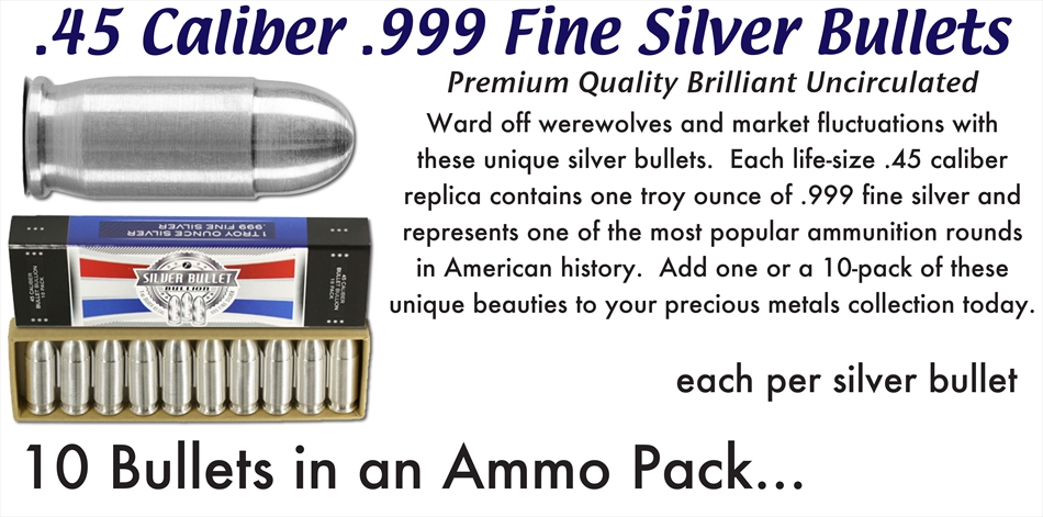 .45 Caliber .999 Fine Silver Bullets | SKYLINE