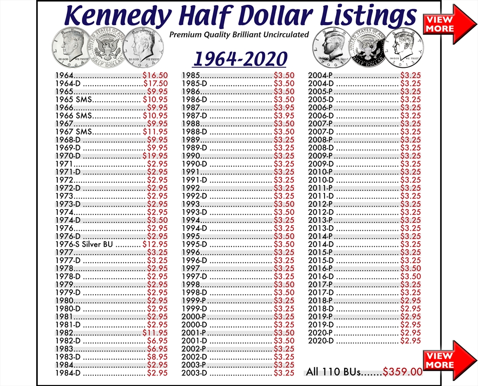 HALF DOLLARS: Kennedy Half Dollars - Buy Collectible Coins Online, Rare ...