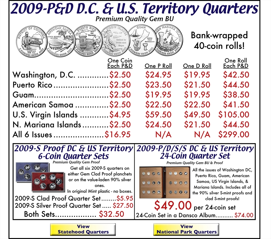 MODERN QUARTERS: 2009 Territory Quarters - Buy Collectible Coins Online ...